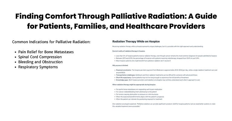 Palliative Radiation: Comfort Care for Advanced Cancer Patients